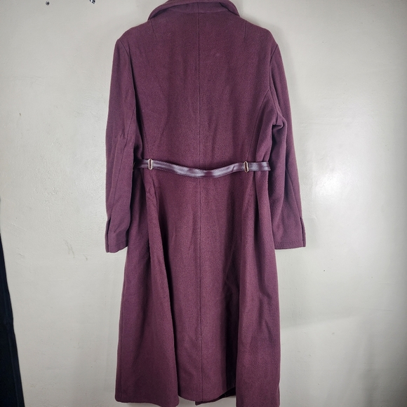 Jackets & Coats | Vintage Duster Coat Merlot Buttoned Belted Women Gold ...